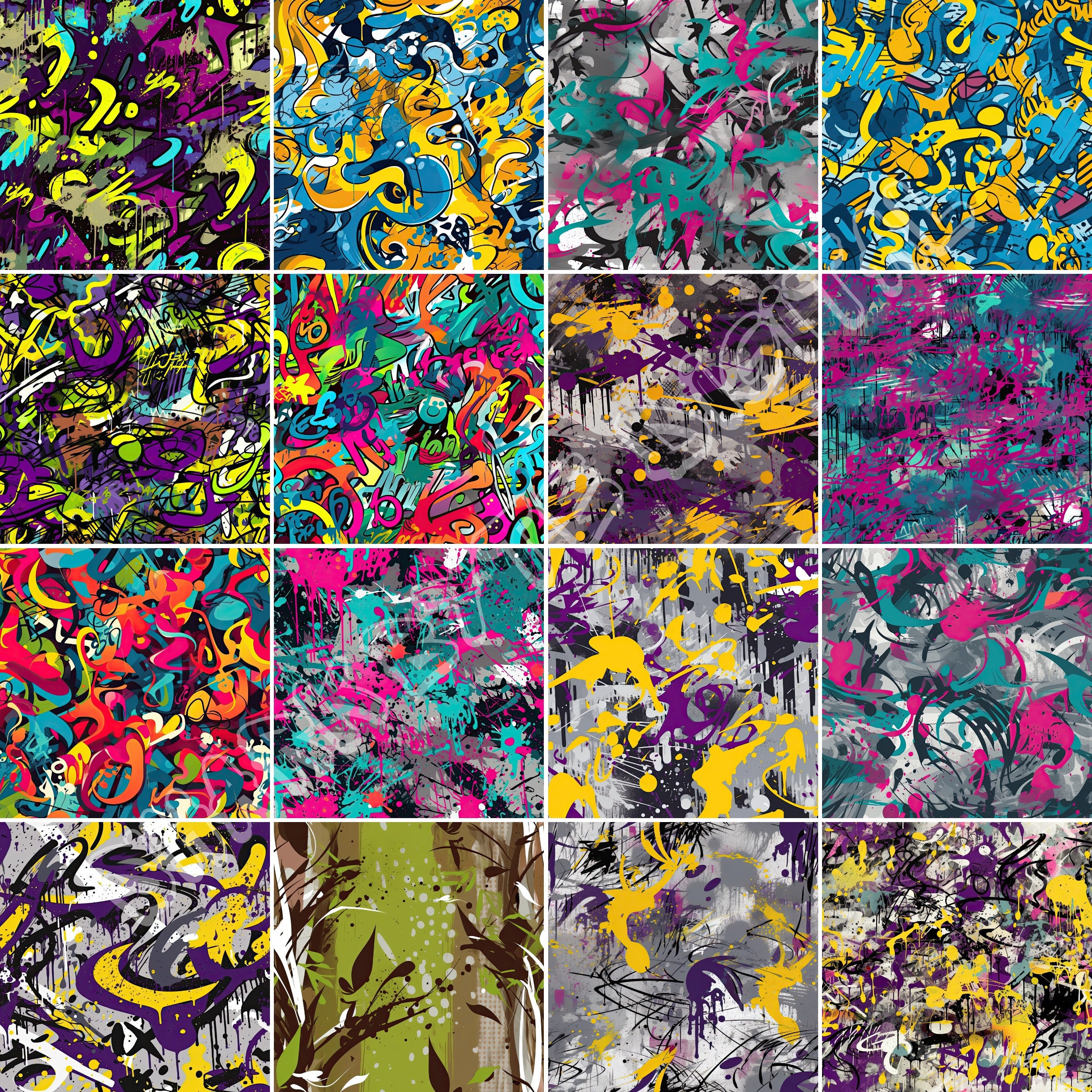 90+ Graffiti Art Digital Paper Bundle High-resolution Seamless Pattern ...