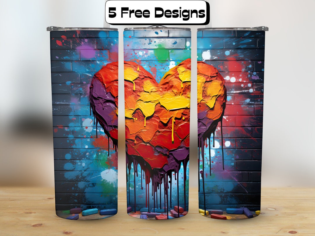 Graffiti Chic for Tumblers: High-quality Heart Design Wraps Street Art ...