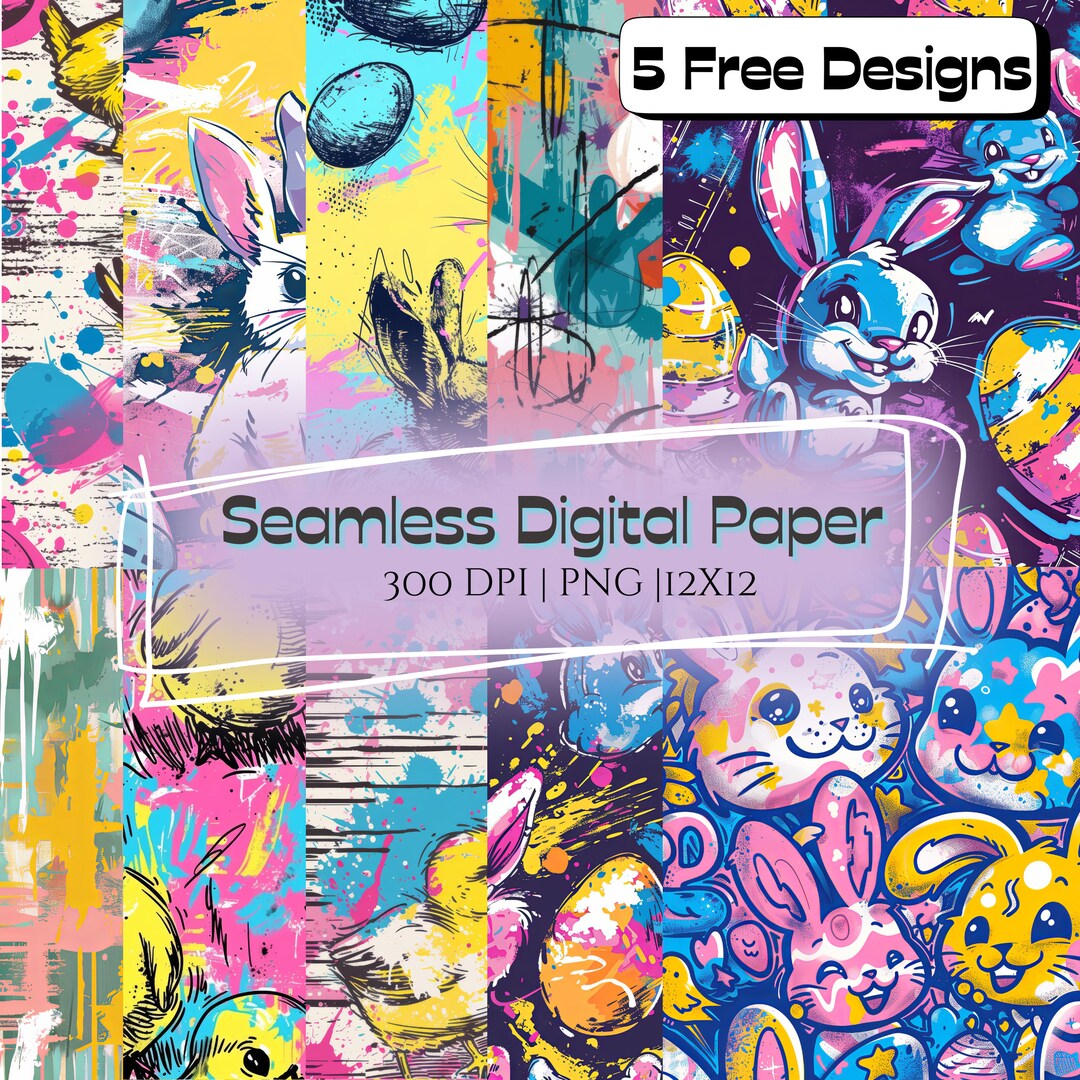 Easter Graffiti Seamless Pattern | Scrapbook Journal | Digital Craft ...