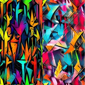 Graffiti Art Digital Paper Bundle High-resolution Seamless Pattern for ...