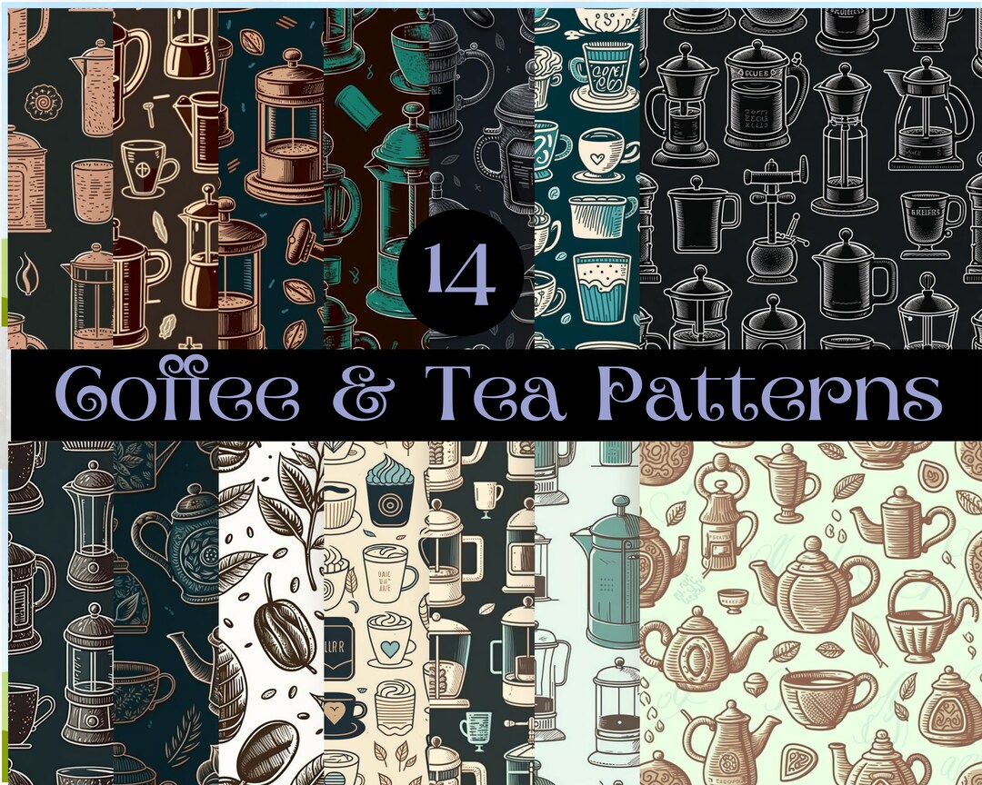 Vintage Coffee and Tea Digital Paper Pack Printable Instant - Etsy