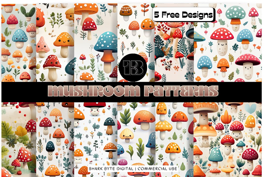 Mushrooms Seamless Patterns Scrapbook Craft Printable Seamless Pattern ...