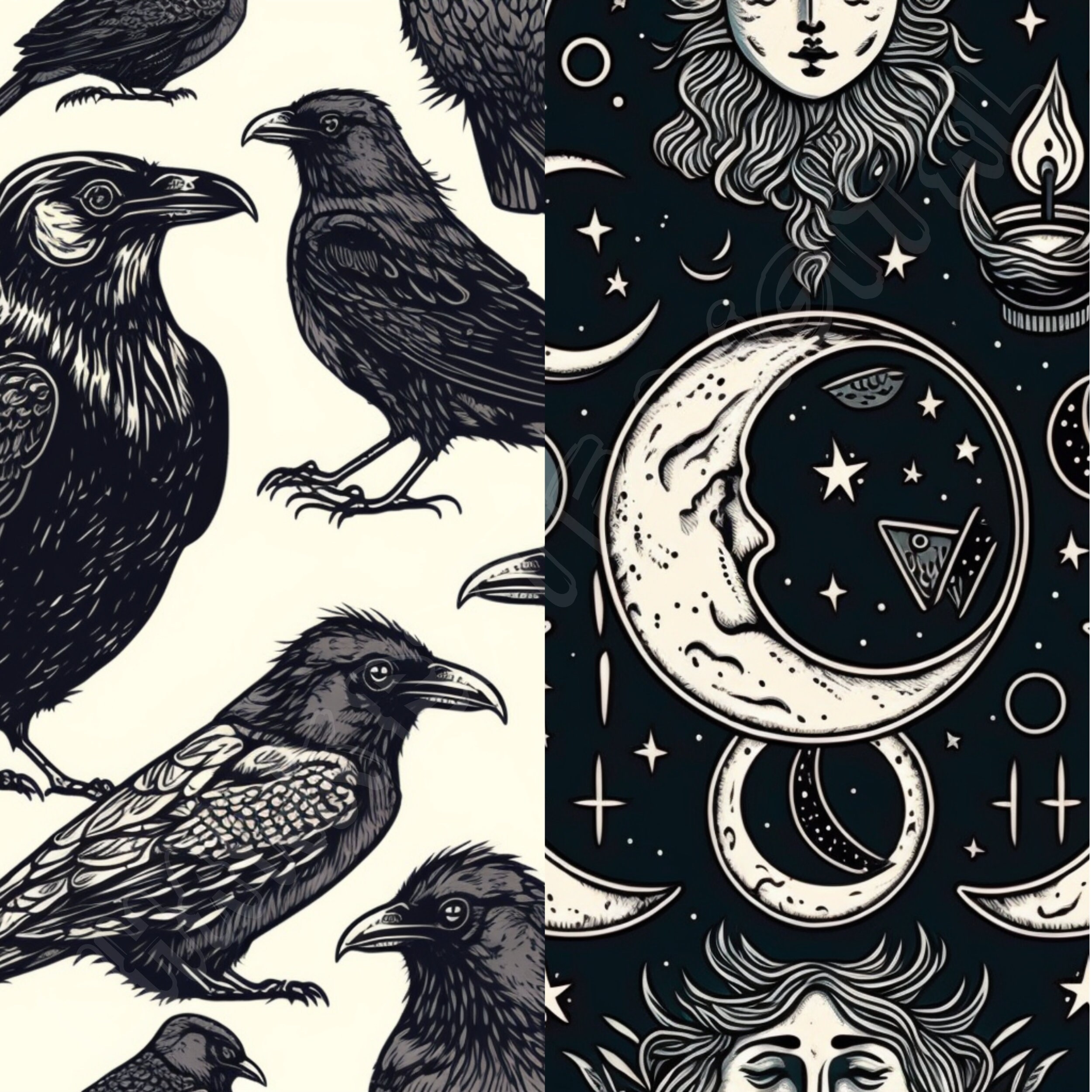 20 Cute Hand Drawn Witch Themed Pattern Digital Paper Pack | Instant ...