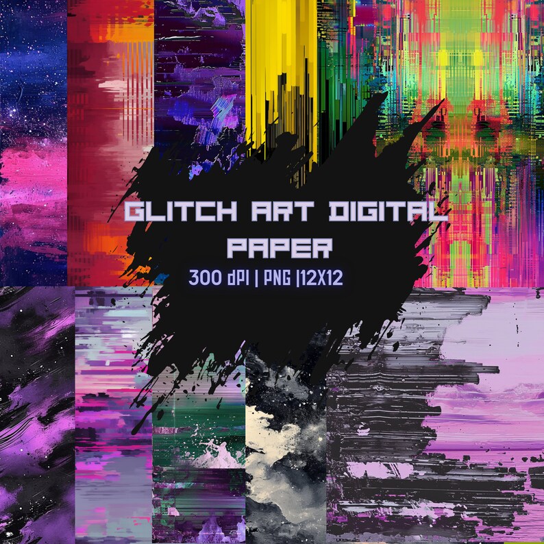 Glitch Art Digital Paper Perfect for Digital and Printable Projects ...