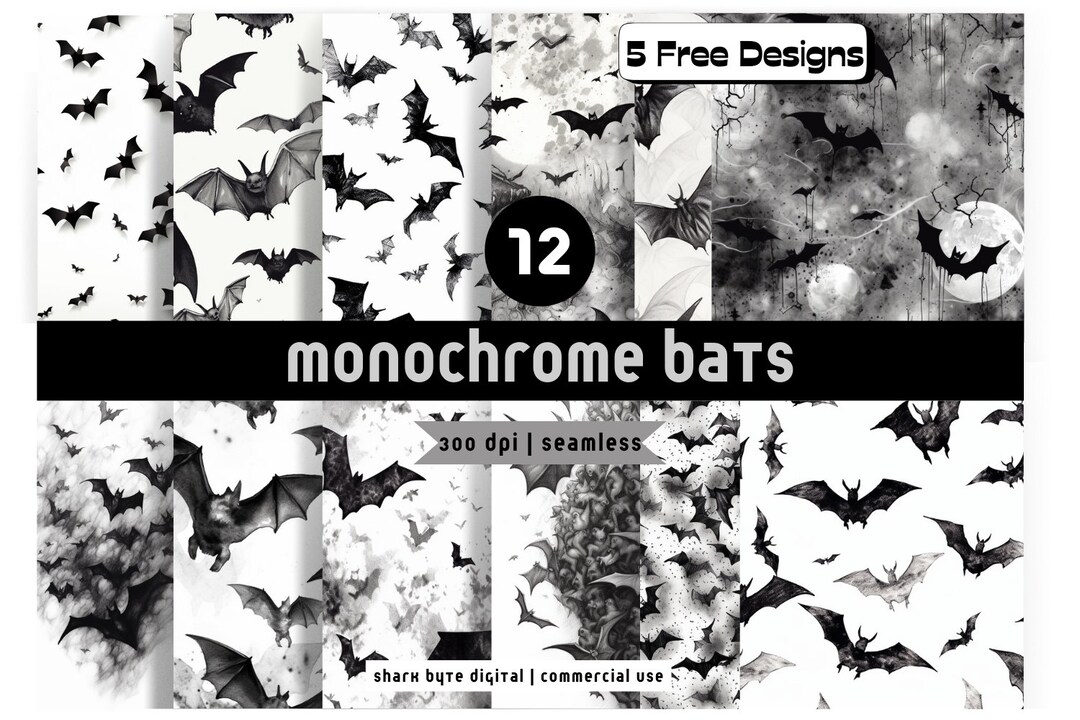 12 Bat-themed Digital Papers for Halloween Gothic Creations Darkly ...