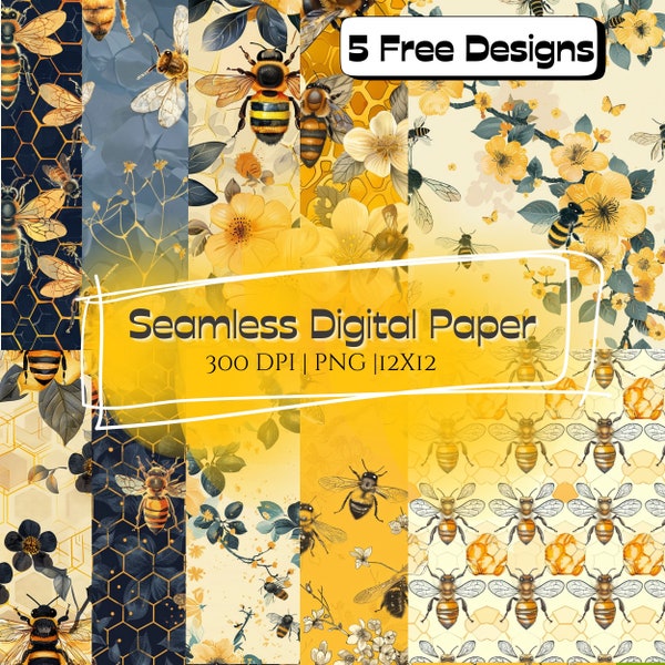 Bee Digital Paper - Etsy