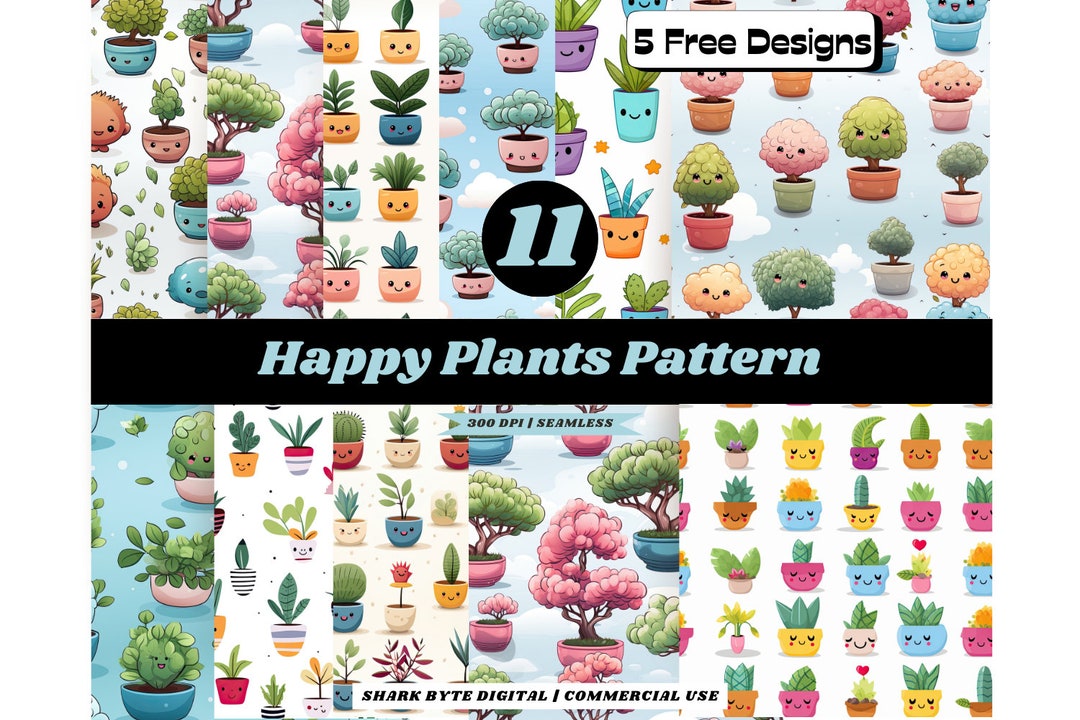 Cute Kawaii Plants Seamless Digital Paper Patterns | Digital Journal ...