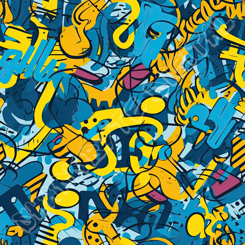 10 Graffiti Art Digital Paper Bundle High-resolution Seamless Pattern ...