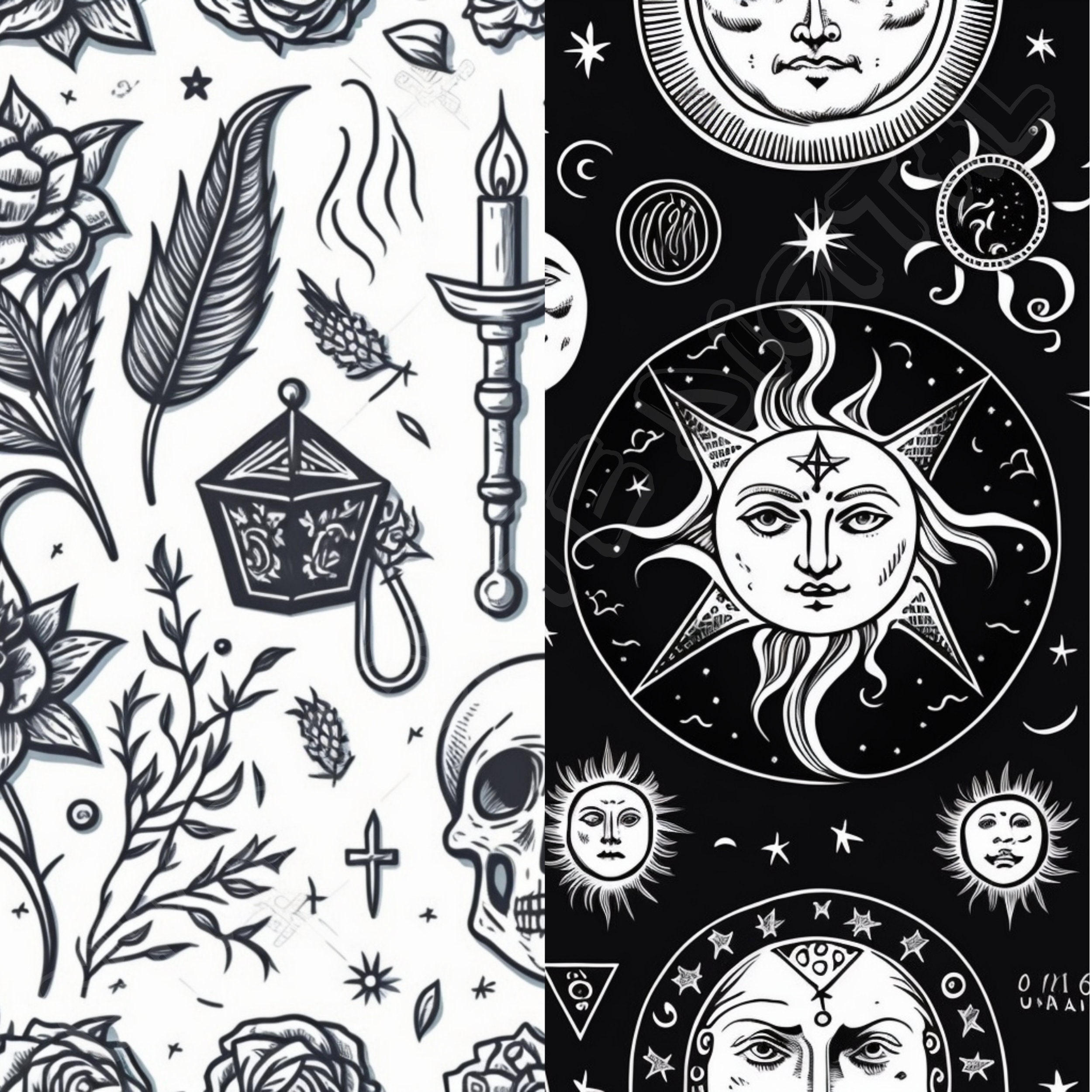 20 Cute Hand Drawn Witch Themed Pattern Digital Paper Pack | Instant ...
