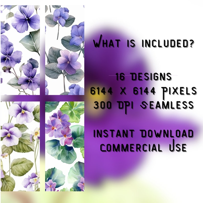 Vintage Botanical Plant African Violets Digital Paper Pack, DIY ...