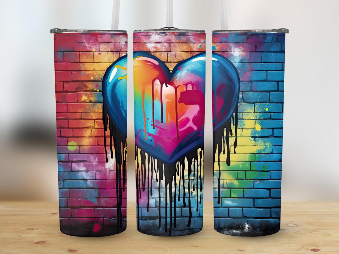 Graffiti Chic for Tumblers: High-quality Heart Design Wraps Street Art ...