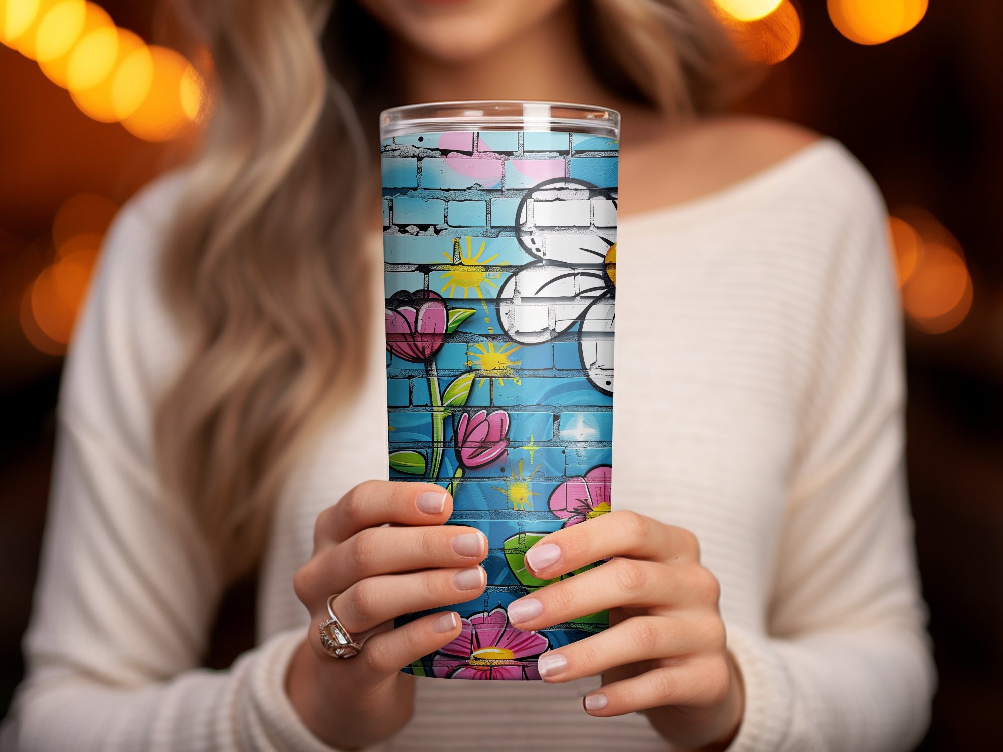Floral Graffiti Wall Tumbler Wrap| Straight & Tapered | 20oz Skinny ...