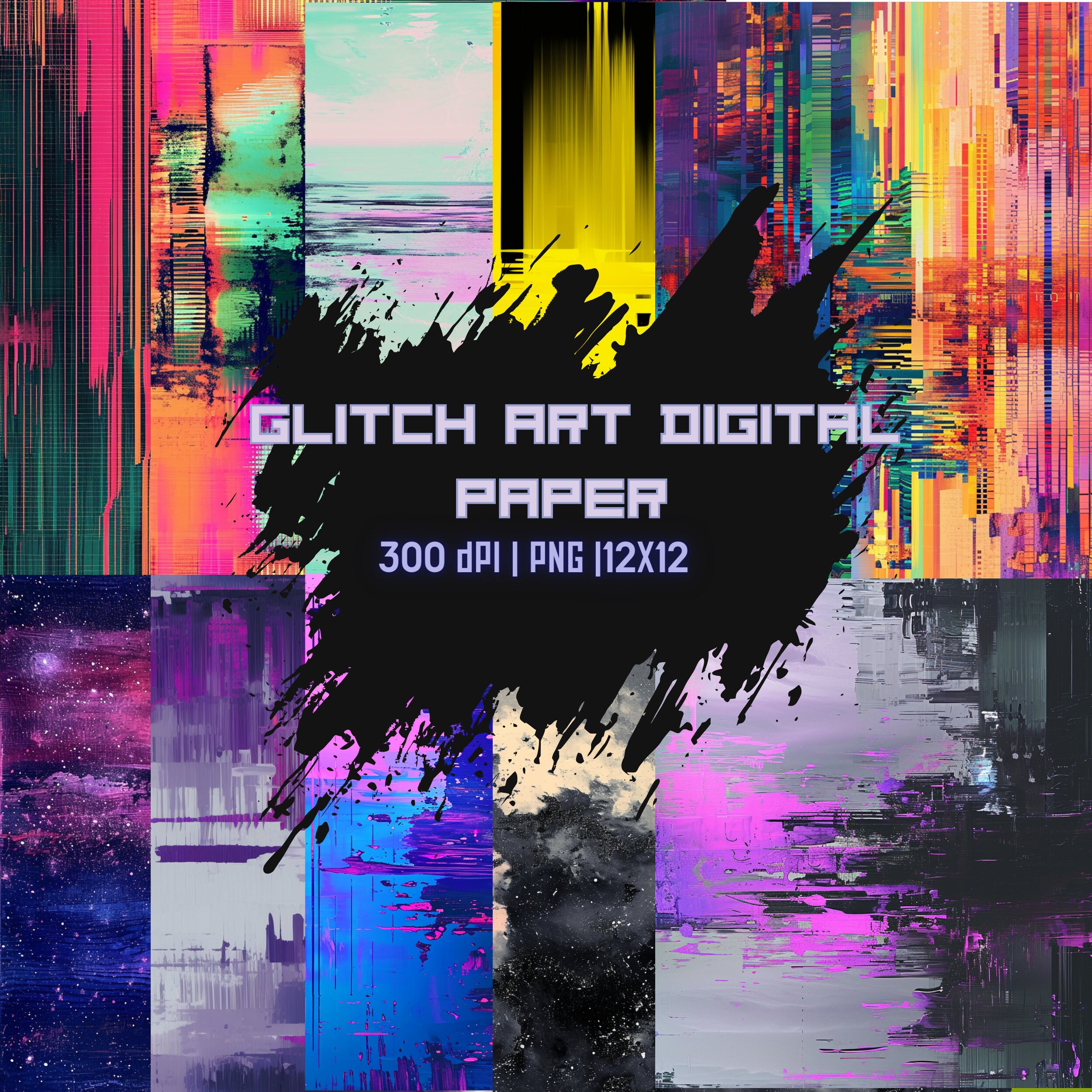 Glitch Art Digital Paper Perfect for Digital and Printable Projects ...