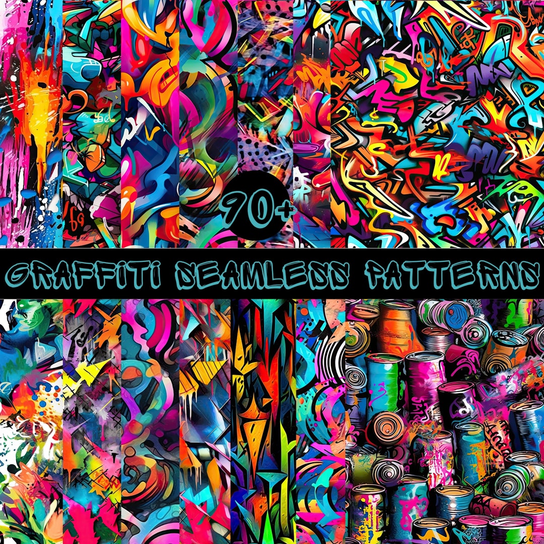 90 Graffiti Art Digital Paper Bundle High-resolution Seamless Pattern ...