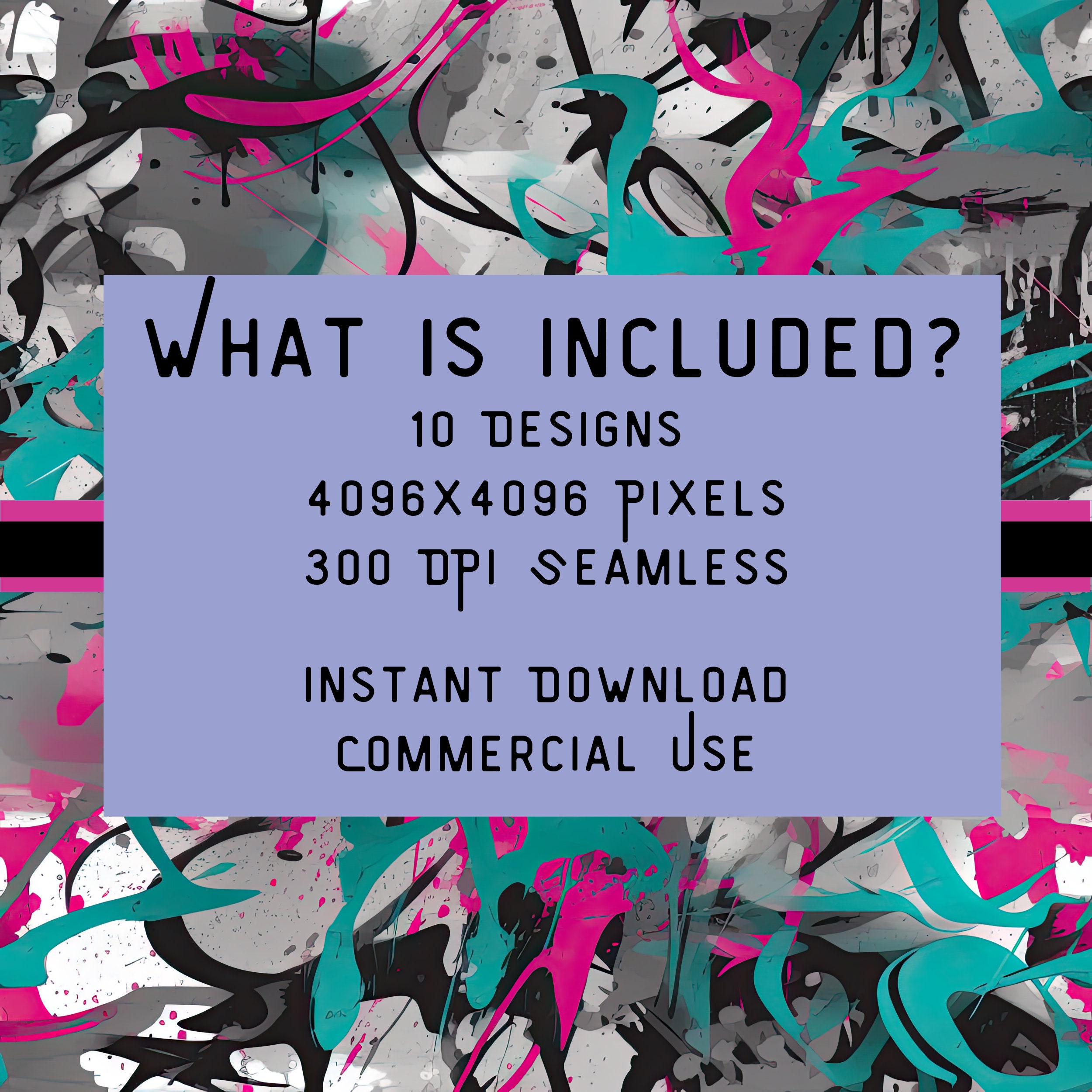 10 Graffiti Art Digital Paper Bundle High-resolution Seamless Pattern for Commercial Use and ...