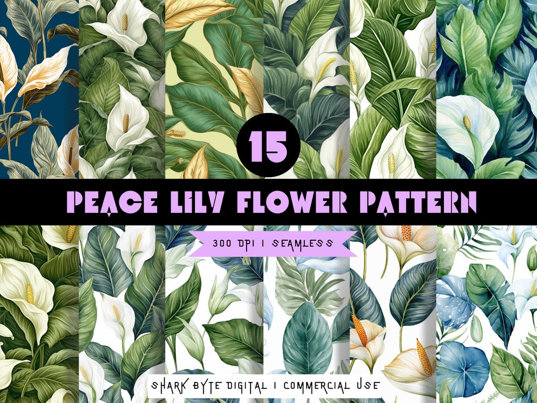 Peace Lily Flower Digital Watercolor Peace Lily Flower Printable Wall ...