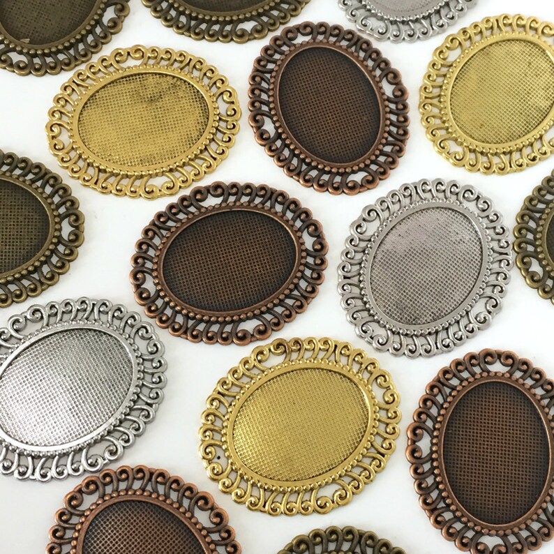 Large Blank Pendant Brooch Pin Settings 5pcs - Etsy