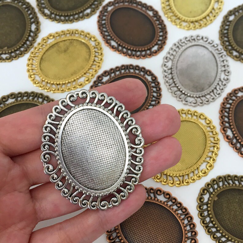 Large Blank Pendant Brooch Pin Settings 5pcs - Etsy
