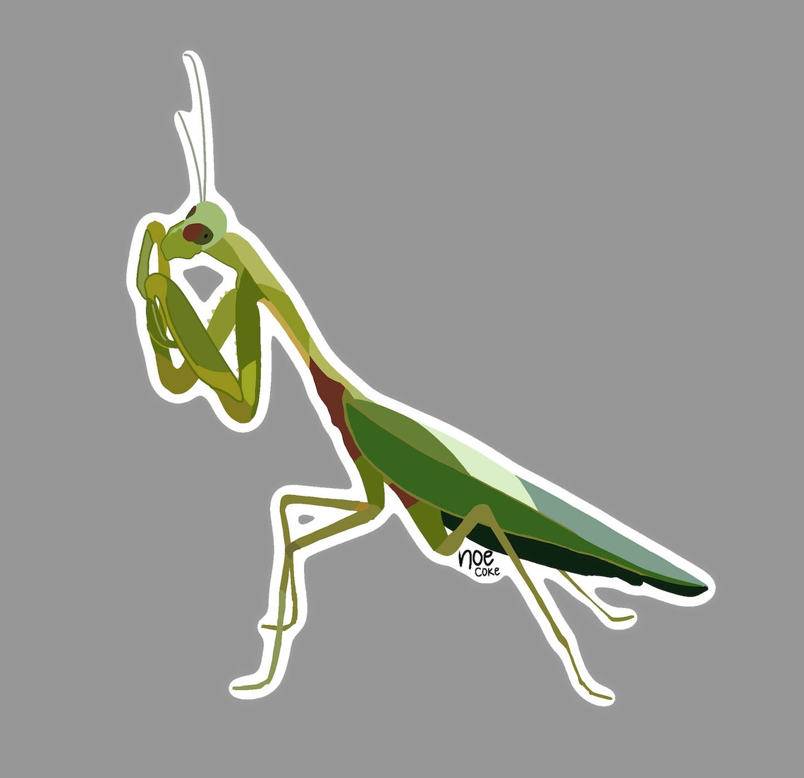Praying Mantis Sticker, Cute Bug Sticker - Durable Waterproof Laptop ...