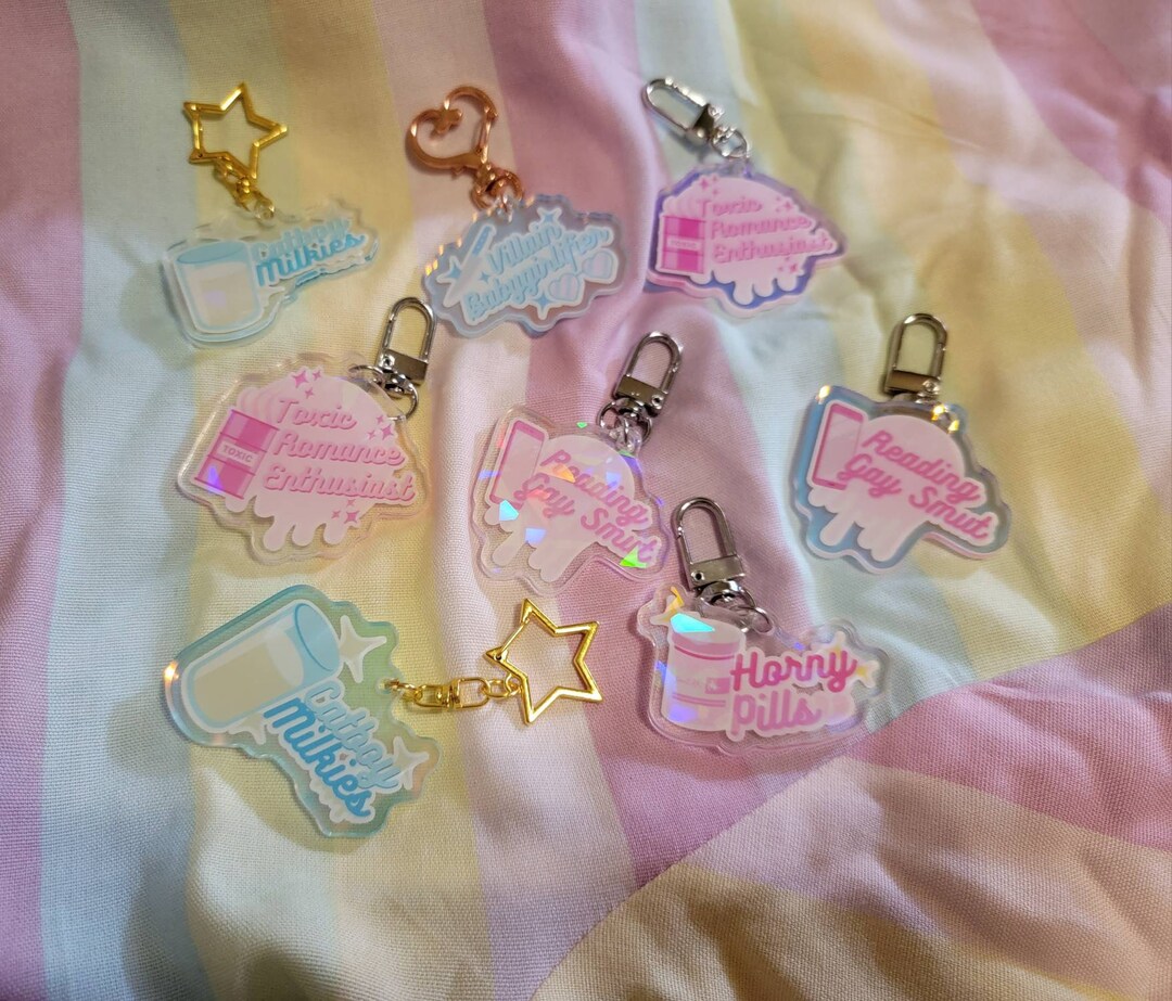 BL Reader Yaoi Smut Holo Iridescent Keychains Catboy, Toxic Romance - Etsy