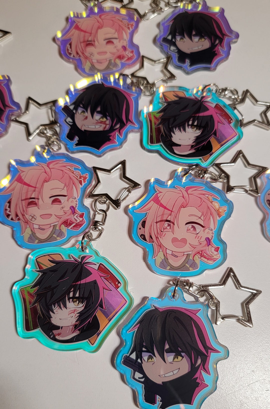 Slow Damage Character Acrylic Holo Keychains - Etsy