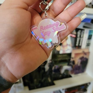 BL Reader Yaoi Smut Holo Iridescent Keychains Catboy, Toxic Romance - Etsy