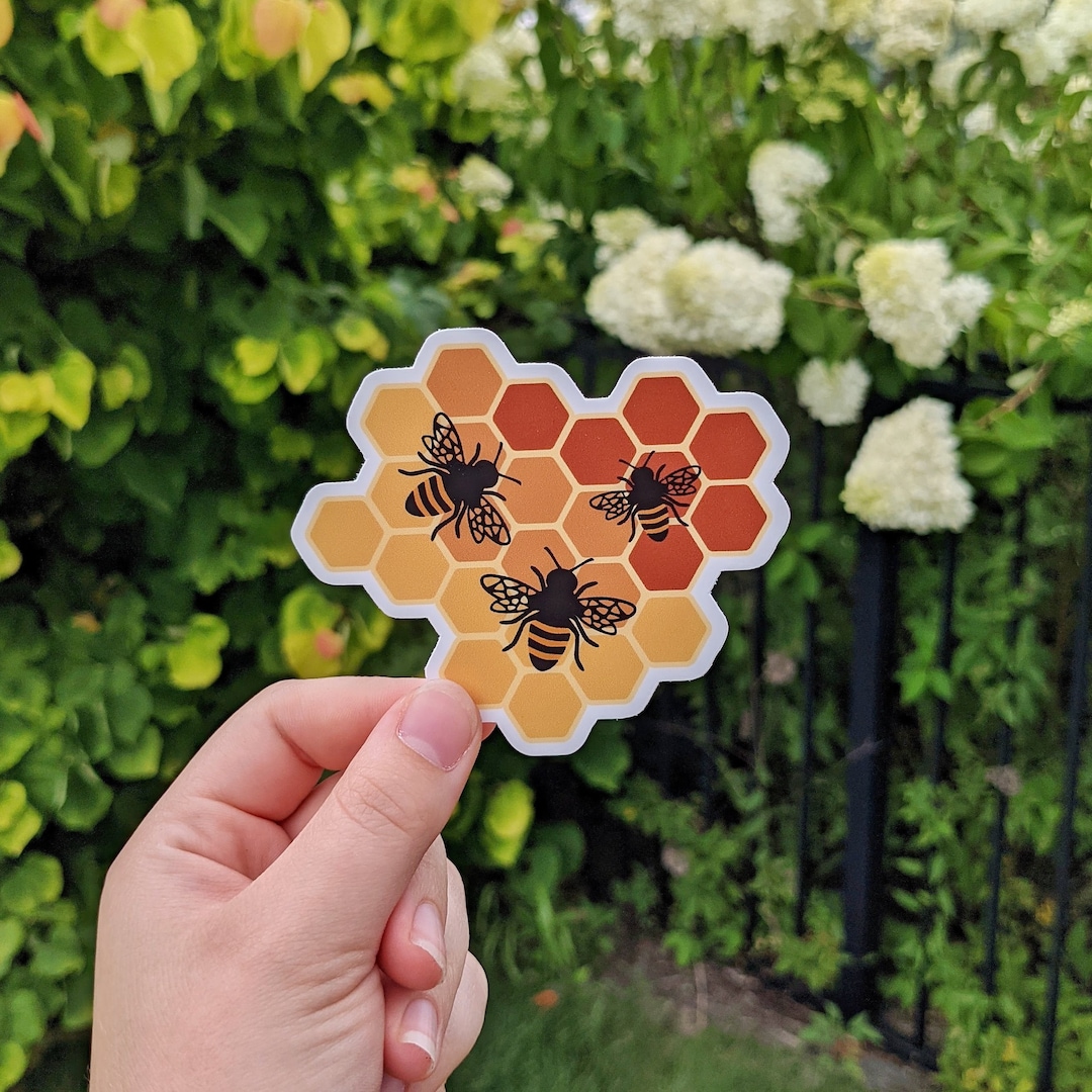 Honeycomb Bees Vinyl Sticker | Waterproof Matte Decal - Etsy