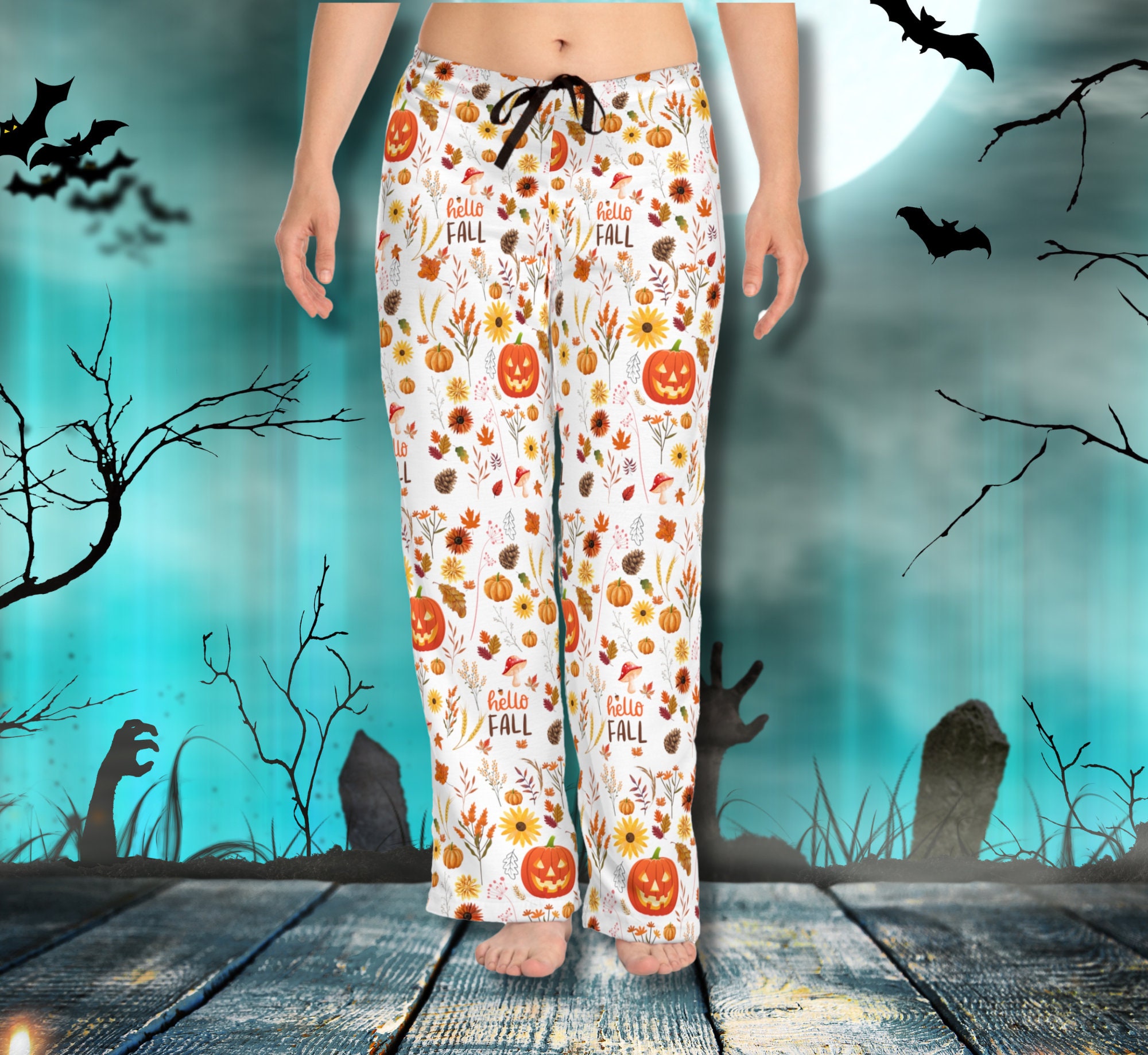 Fall Pumpkin Pajama Pants for Halloween Women's Pajama Pants Halloween ...