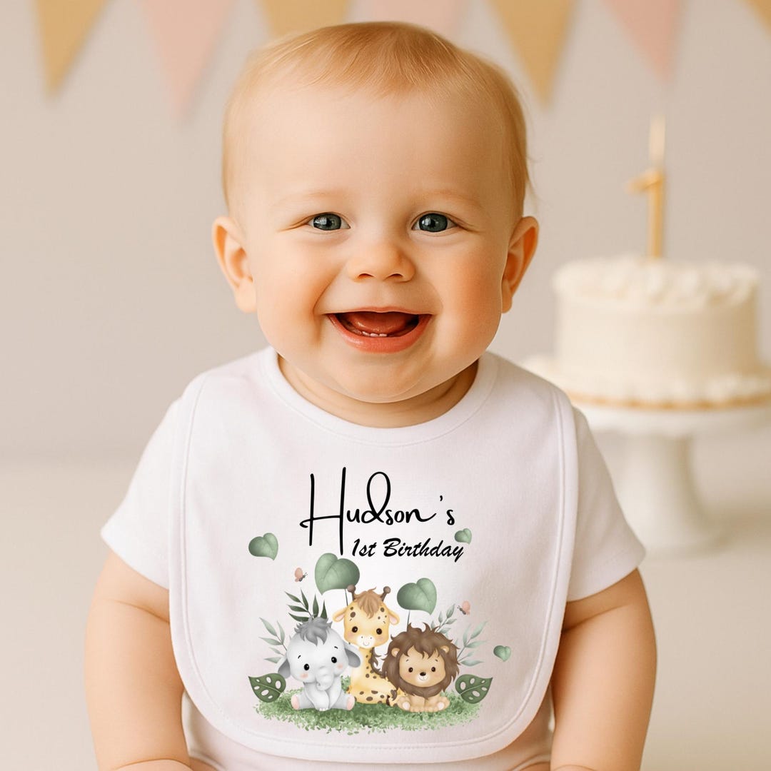 Personalized Safari Baby Bib | Jungle Animal Bib | Baby Shower Gift ...