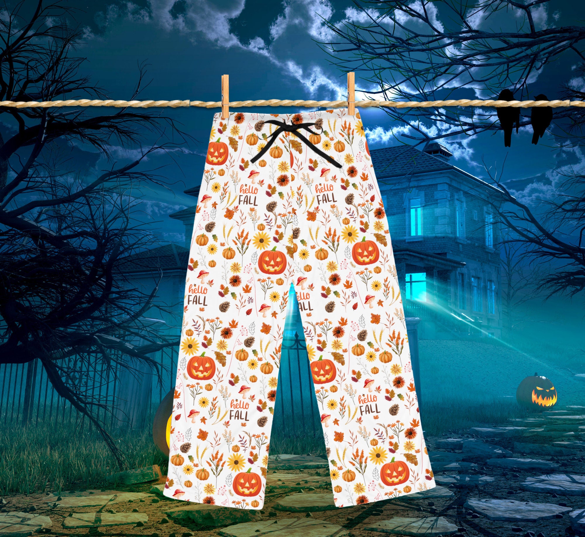 Fall Pumpkin Pajama Pants for Halloween Women's Pajama Pants Halloween ...