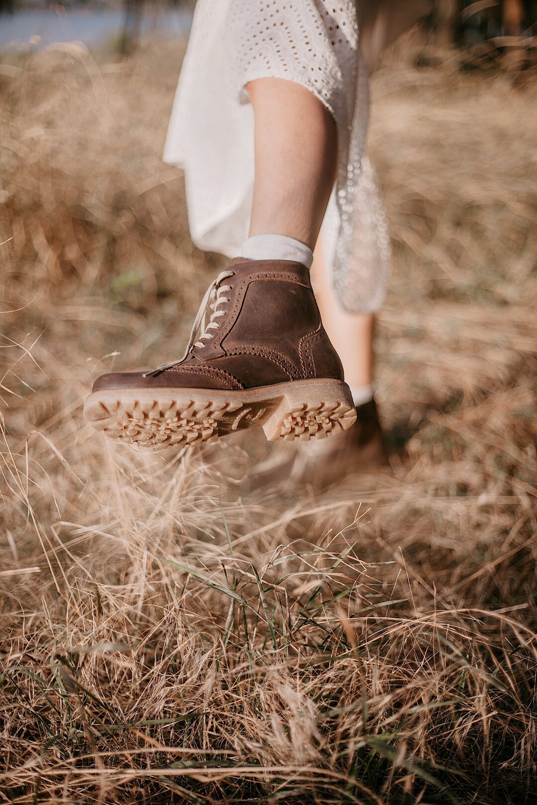 Women Brown Leather Brogue Boots, Women Brown Boots, Women Shoes, Brown ...
