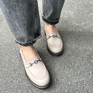 Women Creamy Beige Penny Loafers, Tan Loafer Shoes - Etsy