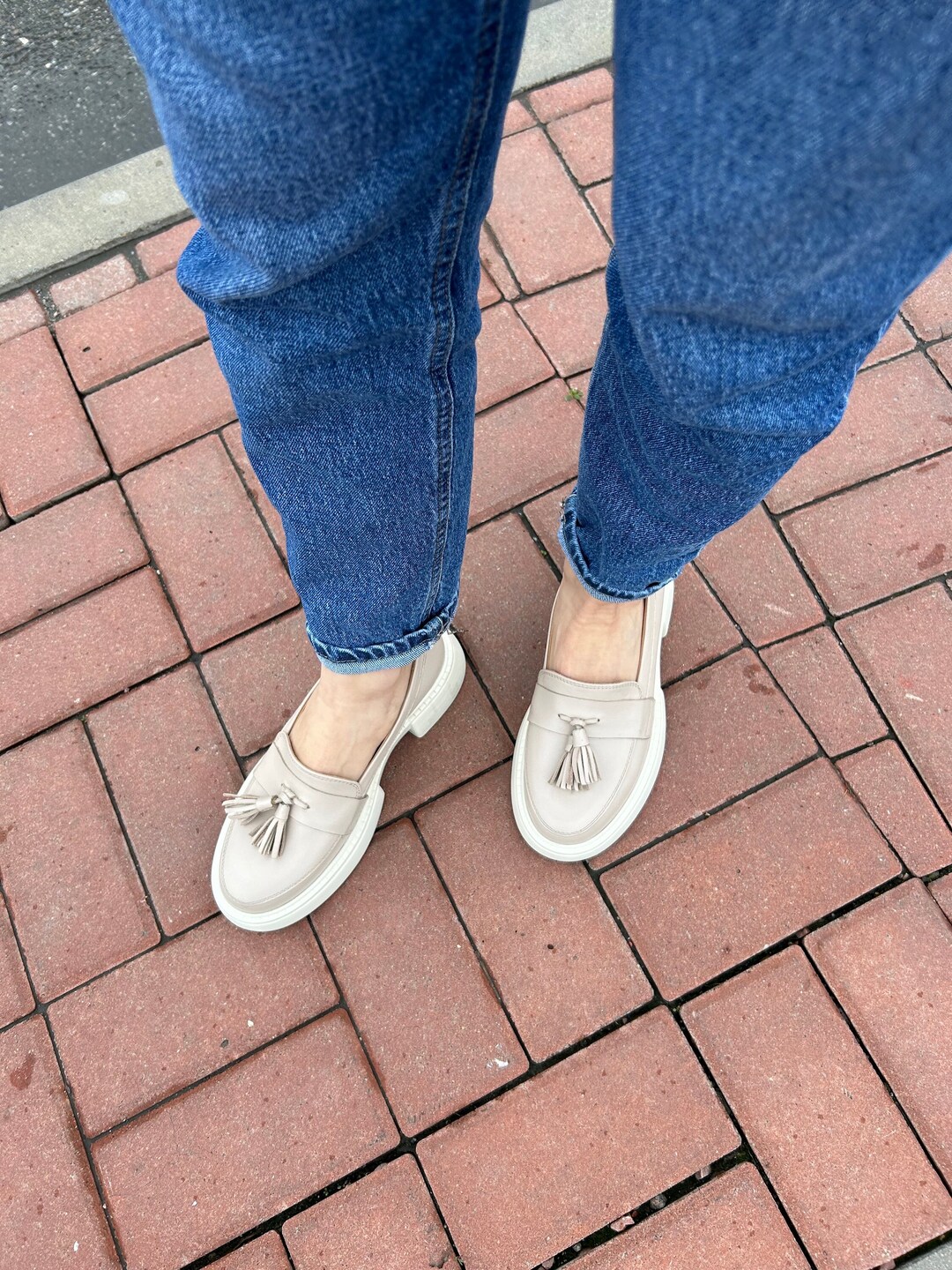 Women Beige Penny Loafers, Creamy Color Shoes - Etsy