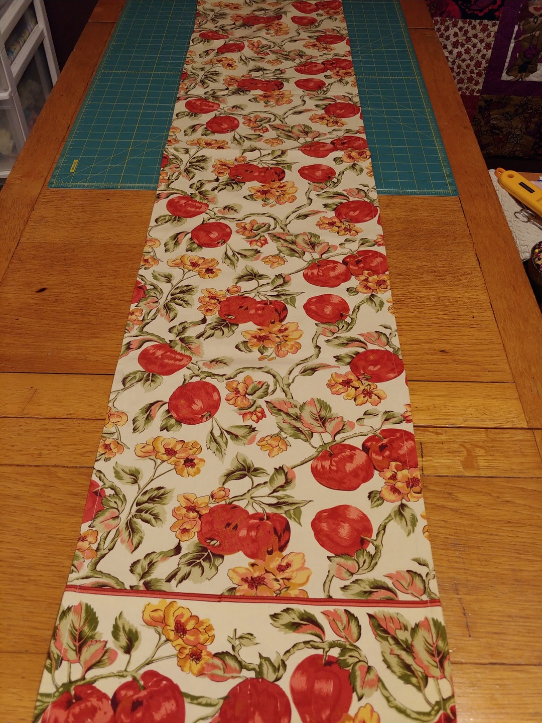 April Cornell VERY Long Table Runner Apples - Etsy