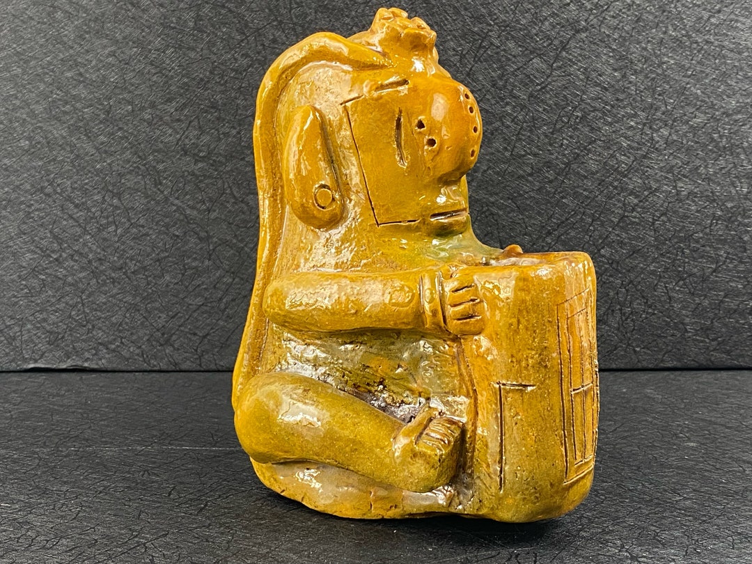 Zapotec Funerary Urn Statue: Golden Yellow Glaze, Oaxaca Mexico - Etsy
