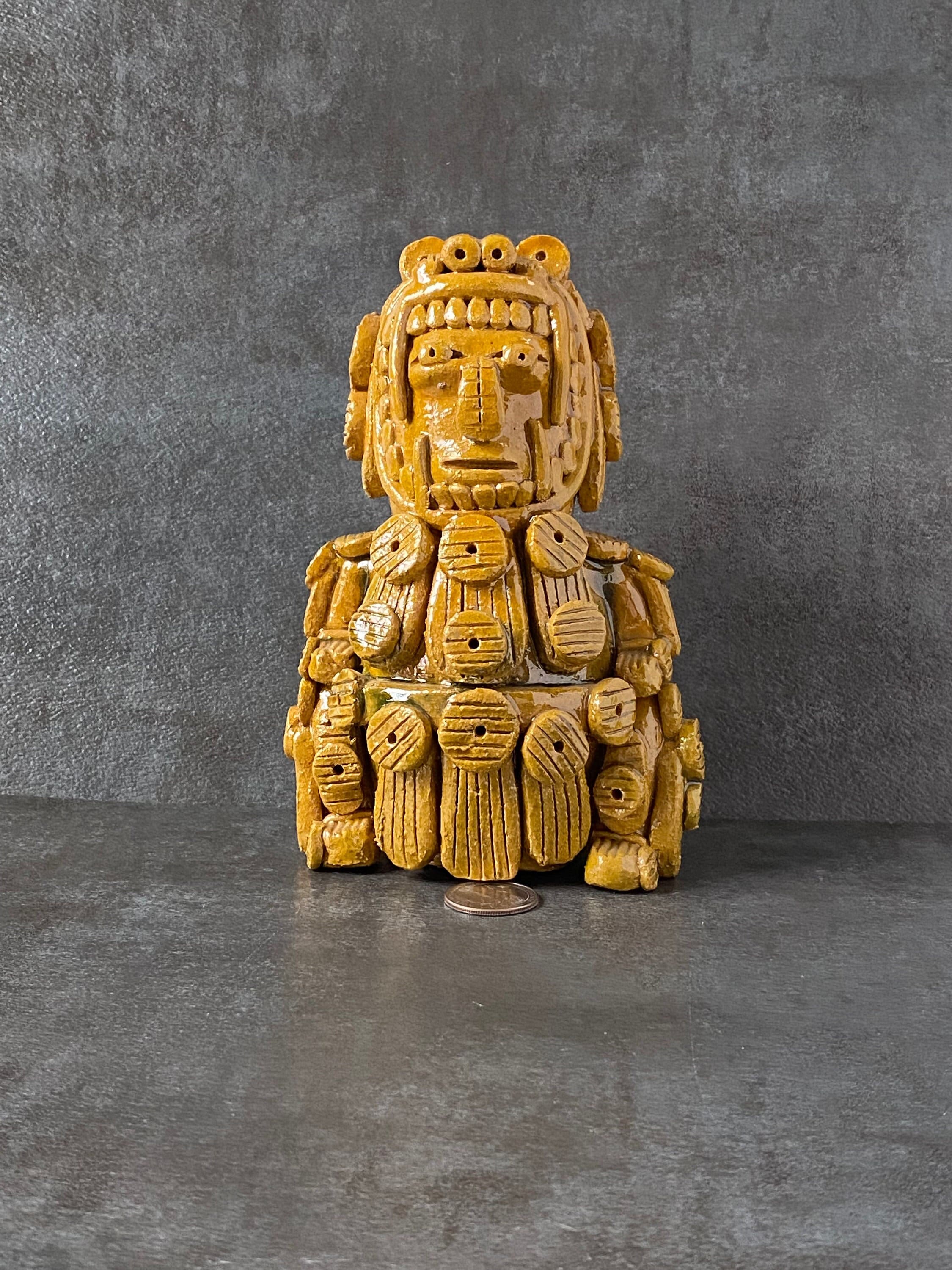 Zapotec Funerary Urn Statue: Golden Yellow Glaze, Oaxaca Mexico - Etsy