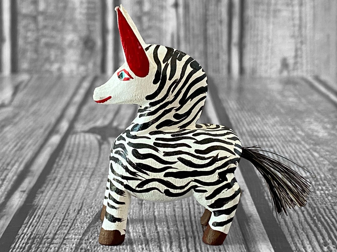 Zapotec Alebrije Zebra - Miniature Wood Sculpture From Oaxaca - Hand ...