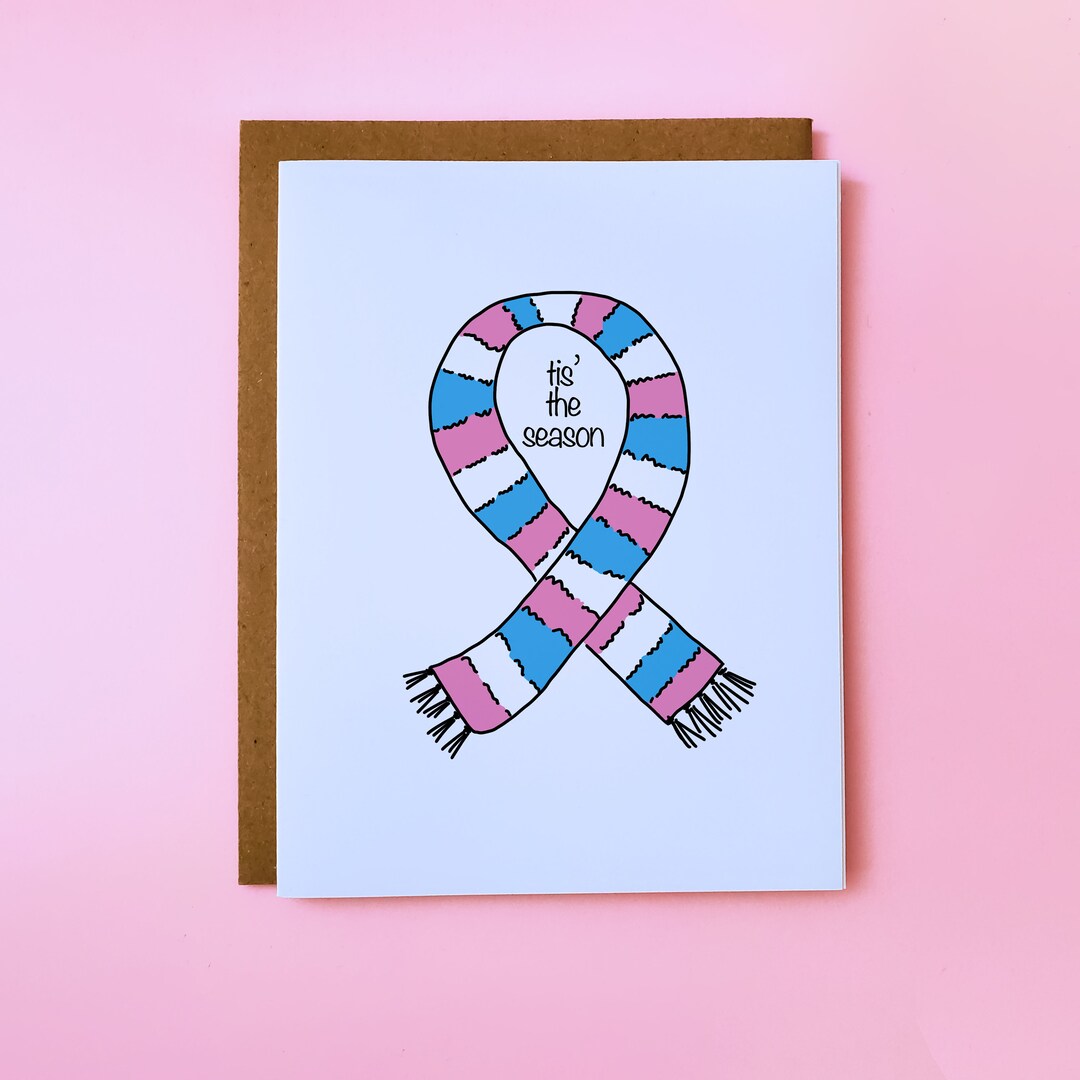 Trans Scarf Holiday Card Cute Trans Holiday Cards, Trans Christmas ...