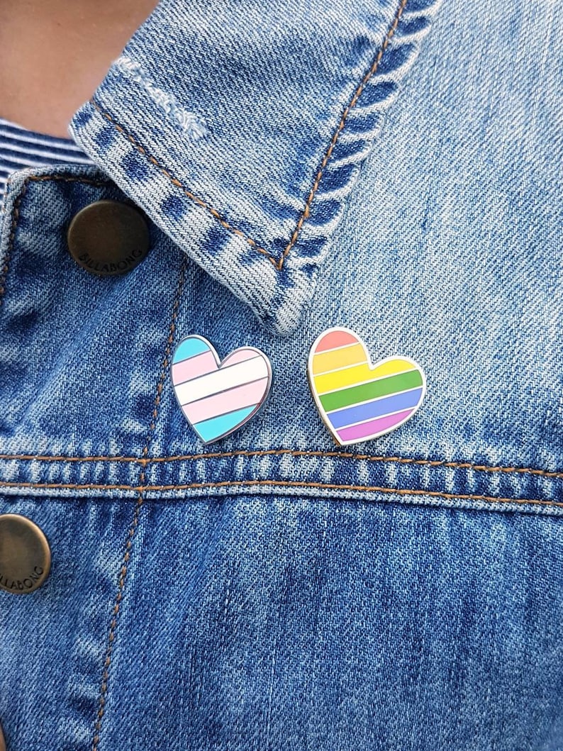 Trans Pride Pin Queer Enamel Pin Trans Heart Pin - Etsy