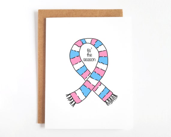 Trans Scarf Holiday Card Cute Trans Holiday Cards Trans | Etsy