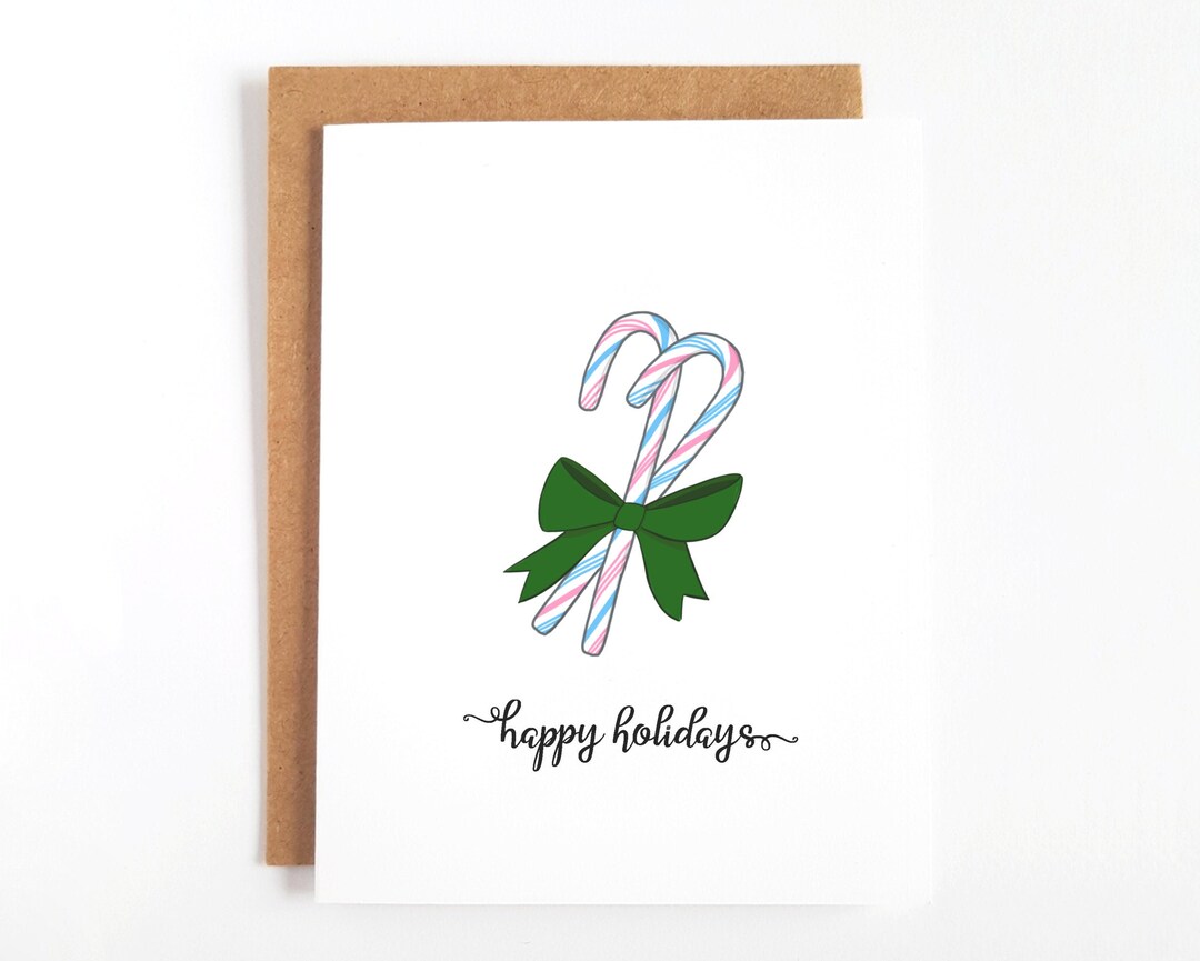 Trans Candy Canes Holiday Card Cute Trans Holiday Cards - Etsy