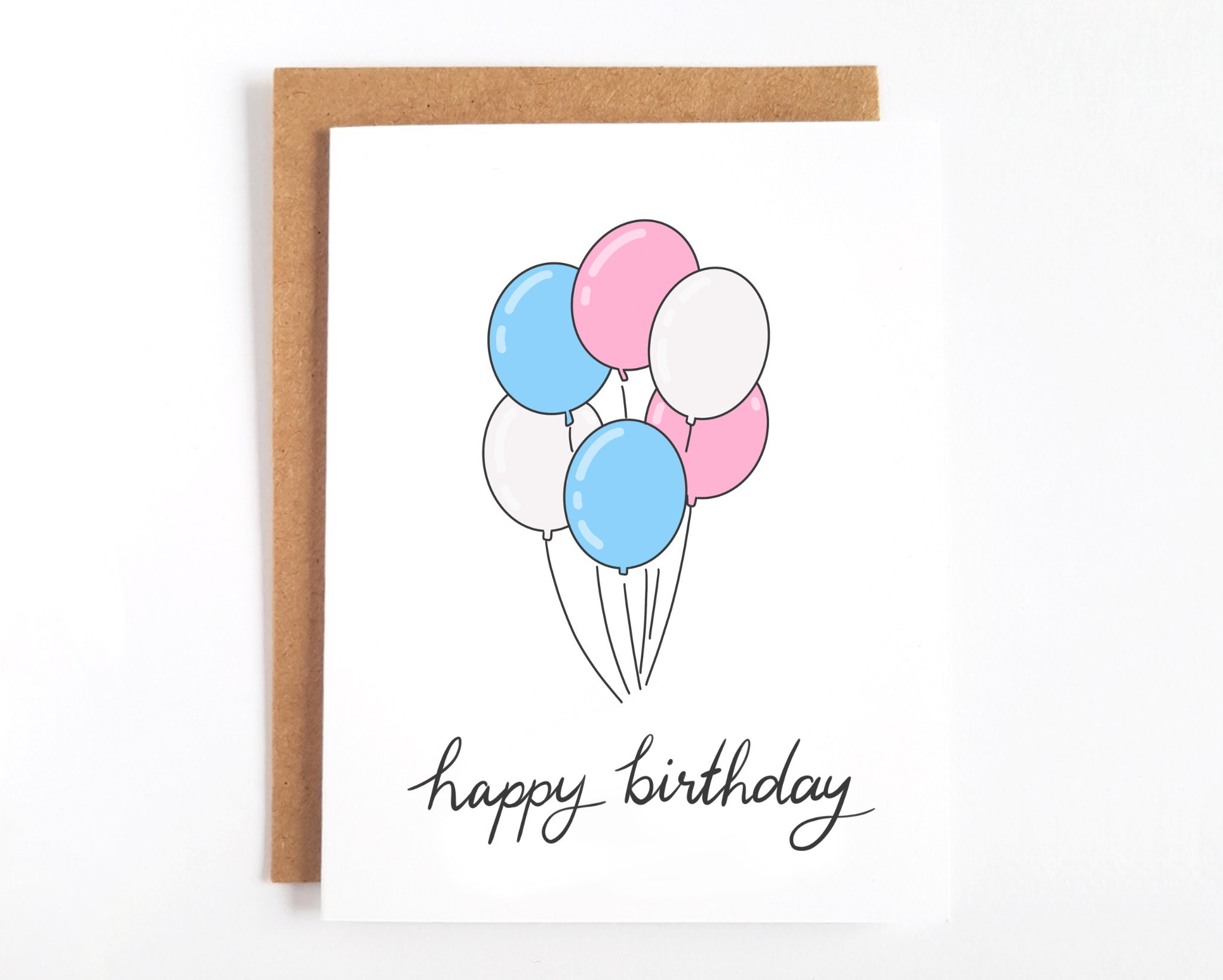 Happy Birthday Trans Balloons Cute Trans Birthday Cards - Etsy Canada