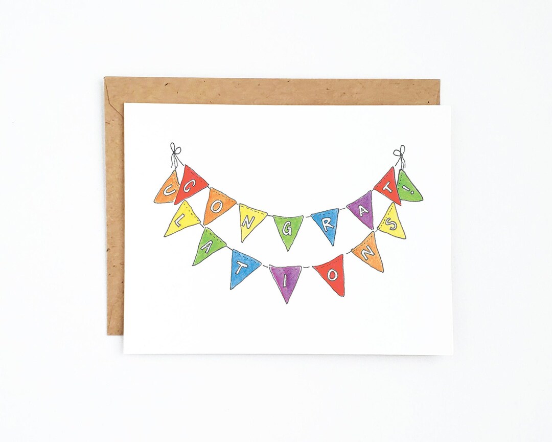 Rainbow Bunting Congratulations Cute Rainbow Congratulations - Etsy
