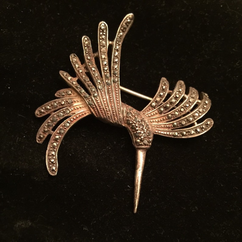 Sterling Silver & Marcasite Bird Brooch - Etsy