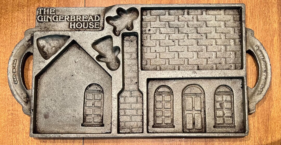 Vintage John Wright Gingerbread House Cast Iron 2 Sided Pan - Etsy