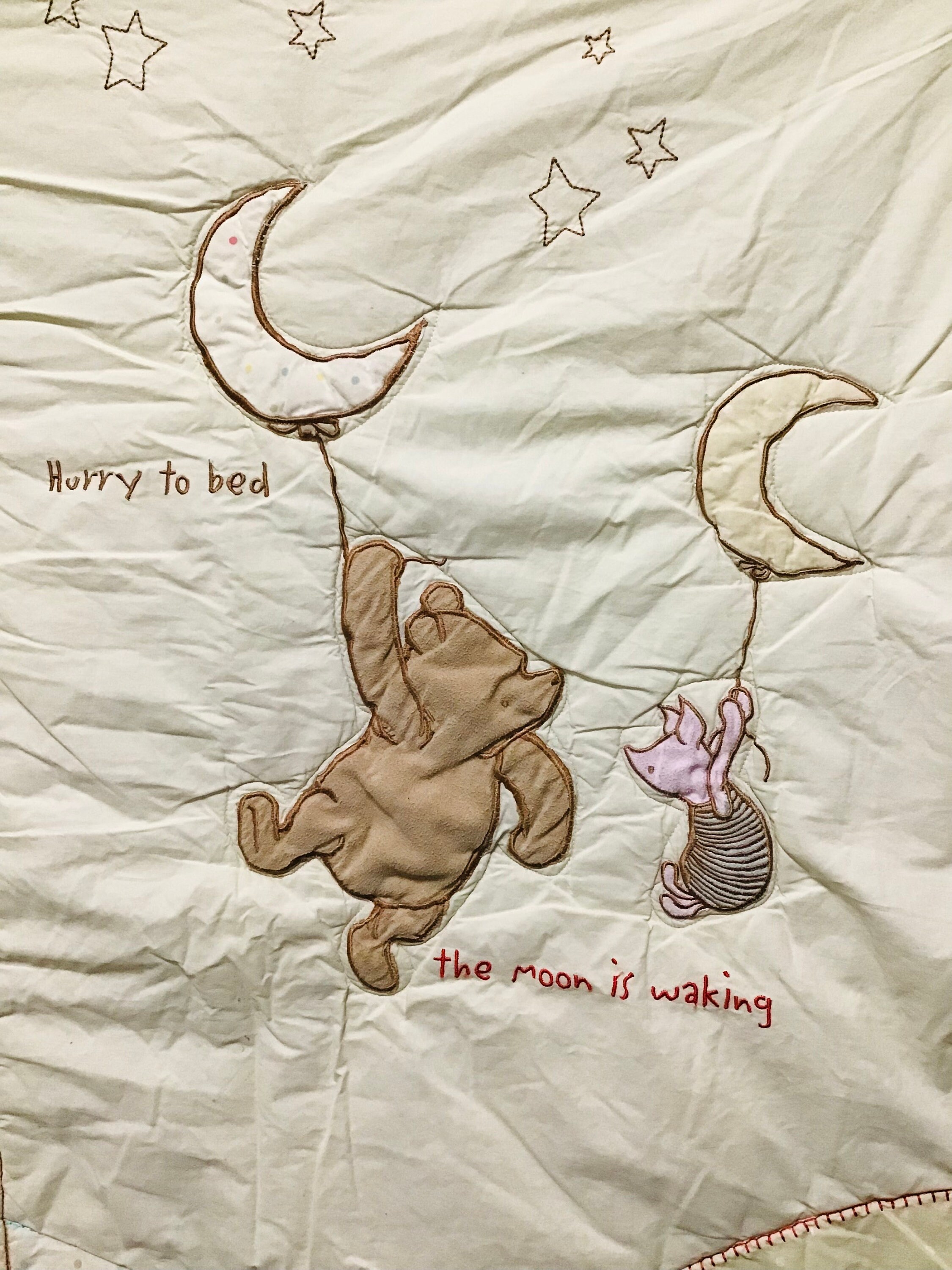 Disney Winnie the Pooh & Piglet Hurry to Bed the Moon is - Etsy