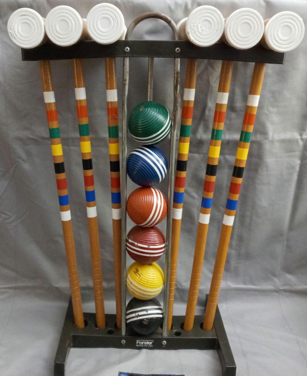 Vintage Forster 13pc Outdoor Backyard Croquet Game Player Set W/stand ...