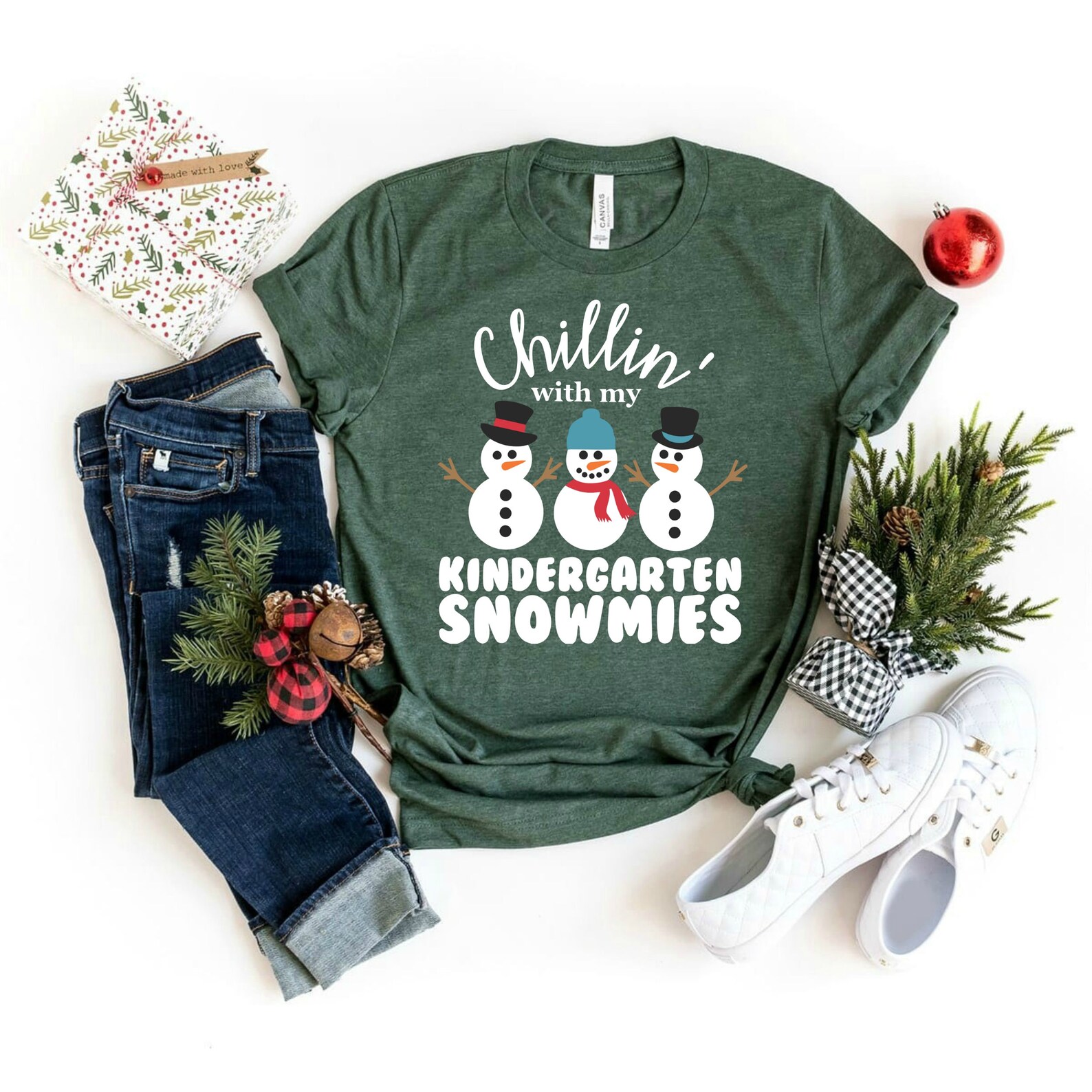 Christmas Shirt For Kindergarten Teachers Chillin With My | Etsy