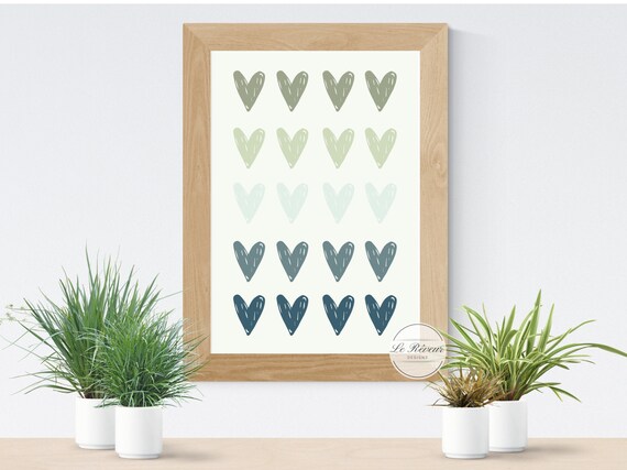 Nursery Wall Art Hearts Digital Download Printable Wall | Etsy