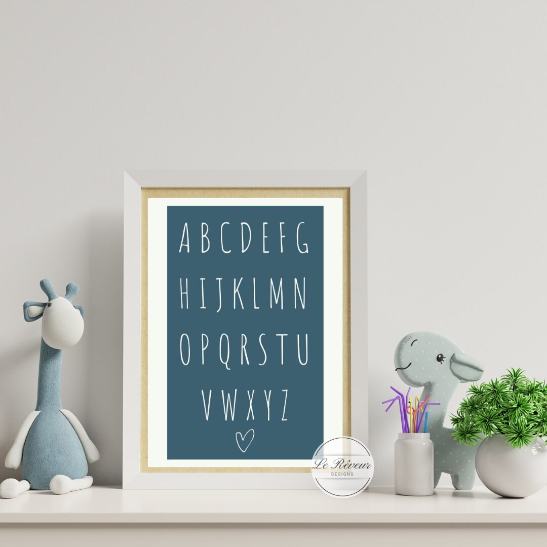 Alphabet | Nursery Wall Art | Printable Wall Art | Navy Blue - Etsy